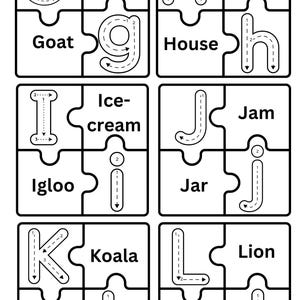First 12 Letters Alphabet Puzzle Printable - Educational ABC Puzzle for ...