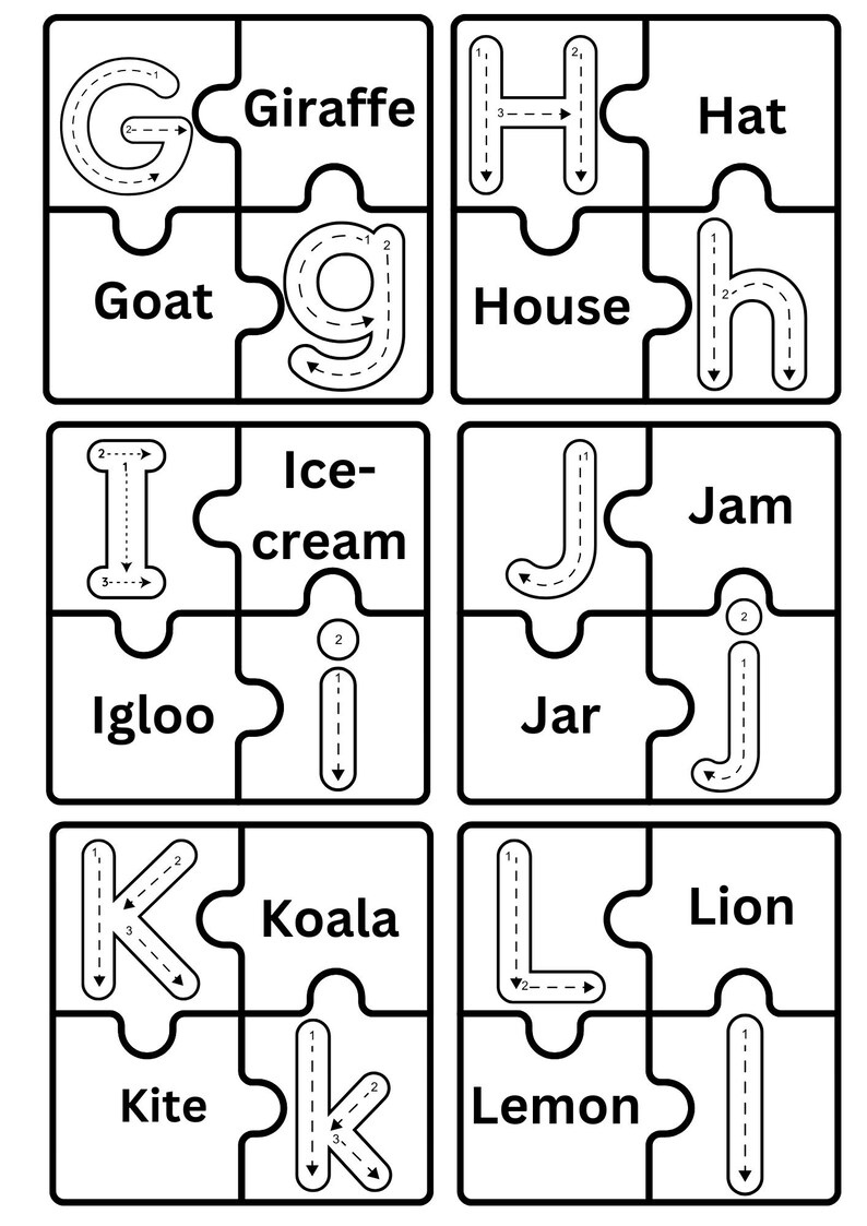 First 12 Letters Alphabet Puzzle Printable - Educational ABC Puzzle for ...