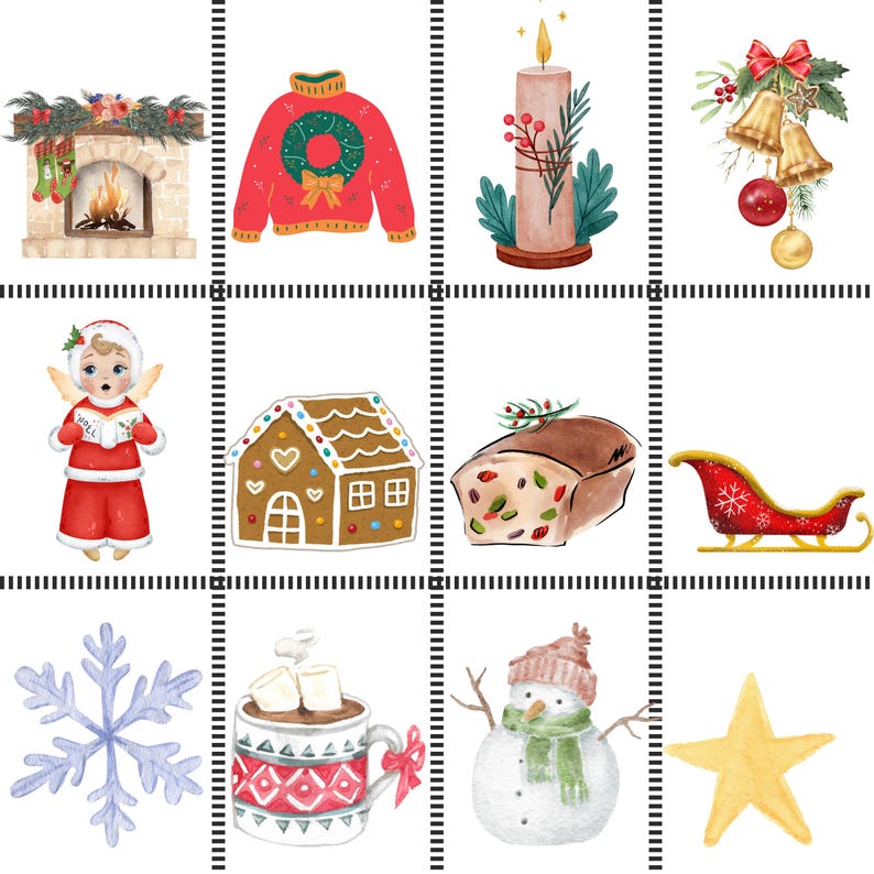 Vintage Christmas Memory Game - Word and Picture Matching- Christmas ...