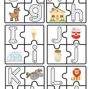 First 12 Letters Alphabet Puzzle Printable - Educational ABC Puzzle for ...