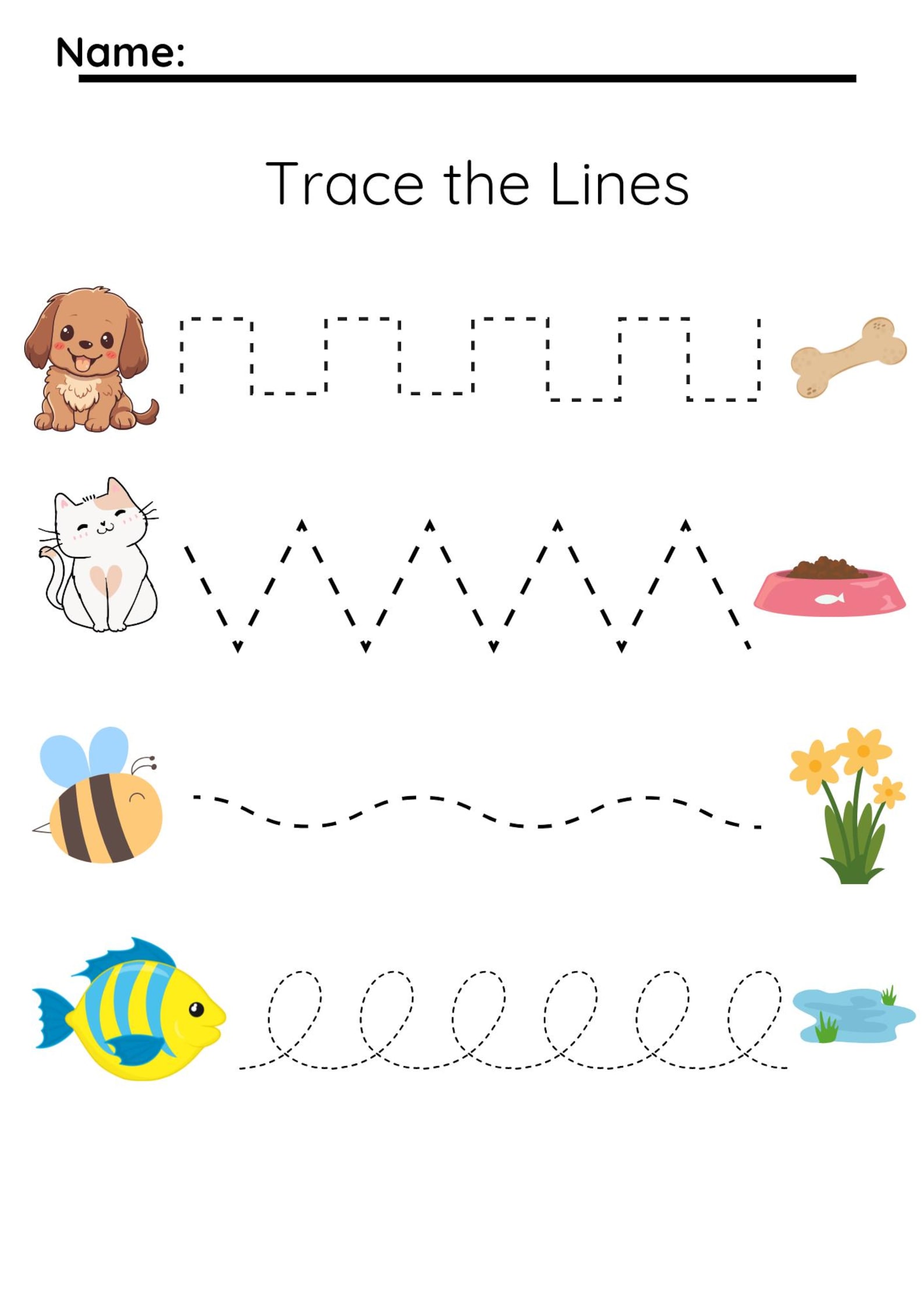 Tracing and Matching Activity Worksheets for Kids – 10 Fun Printable ...