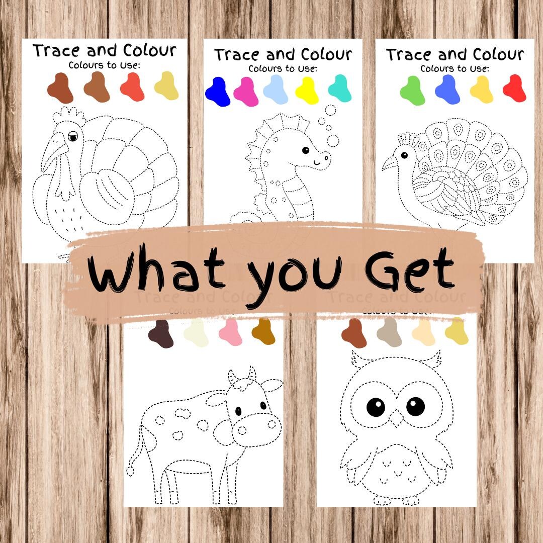 Trace and Colour Printable for Kids - Guided Colouring Activity With ...