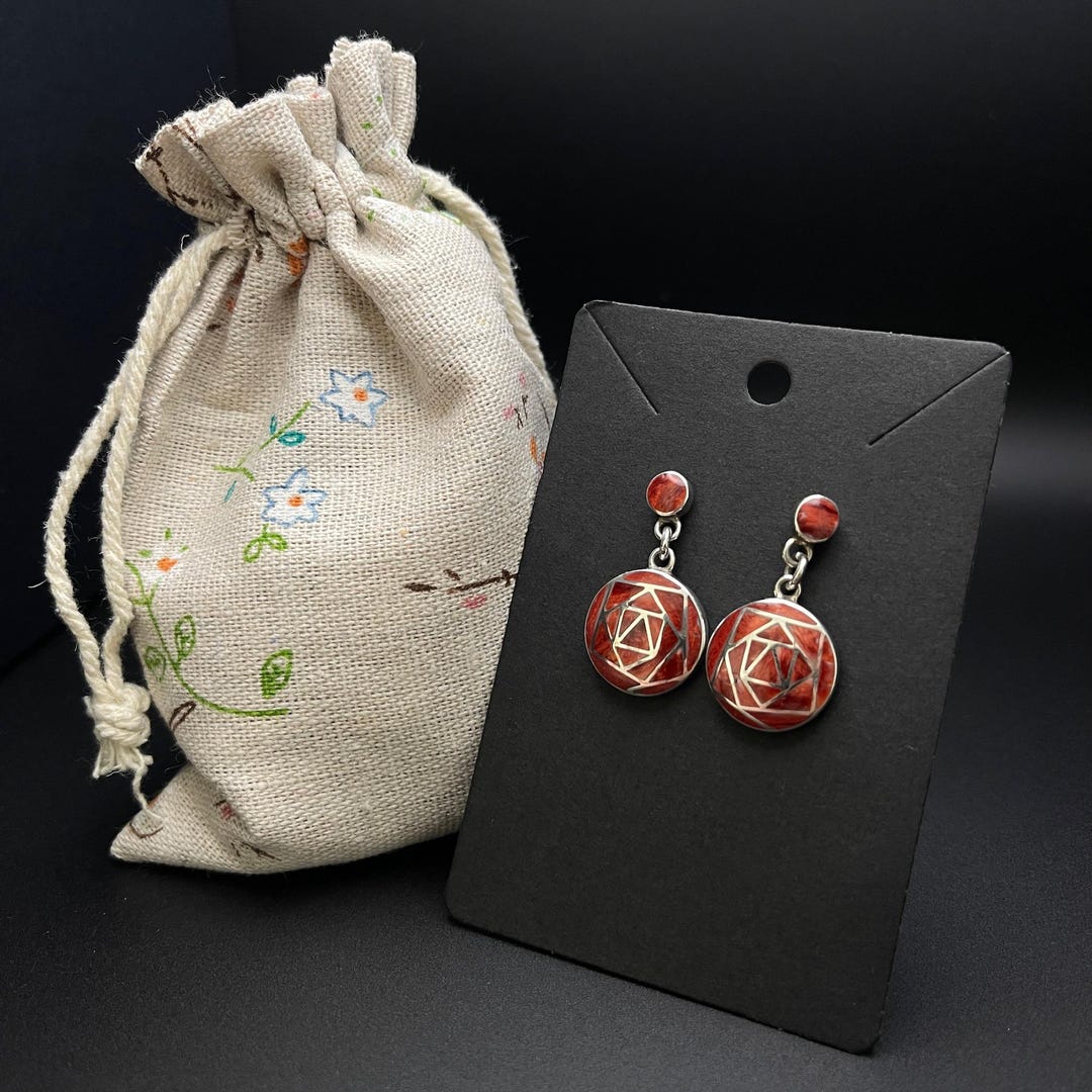 Handmade 950 Silver Inca Sunburst Earrings With Spondylus Nacre ...