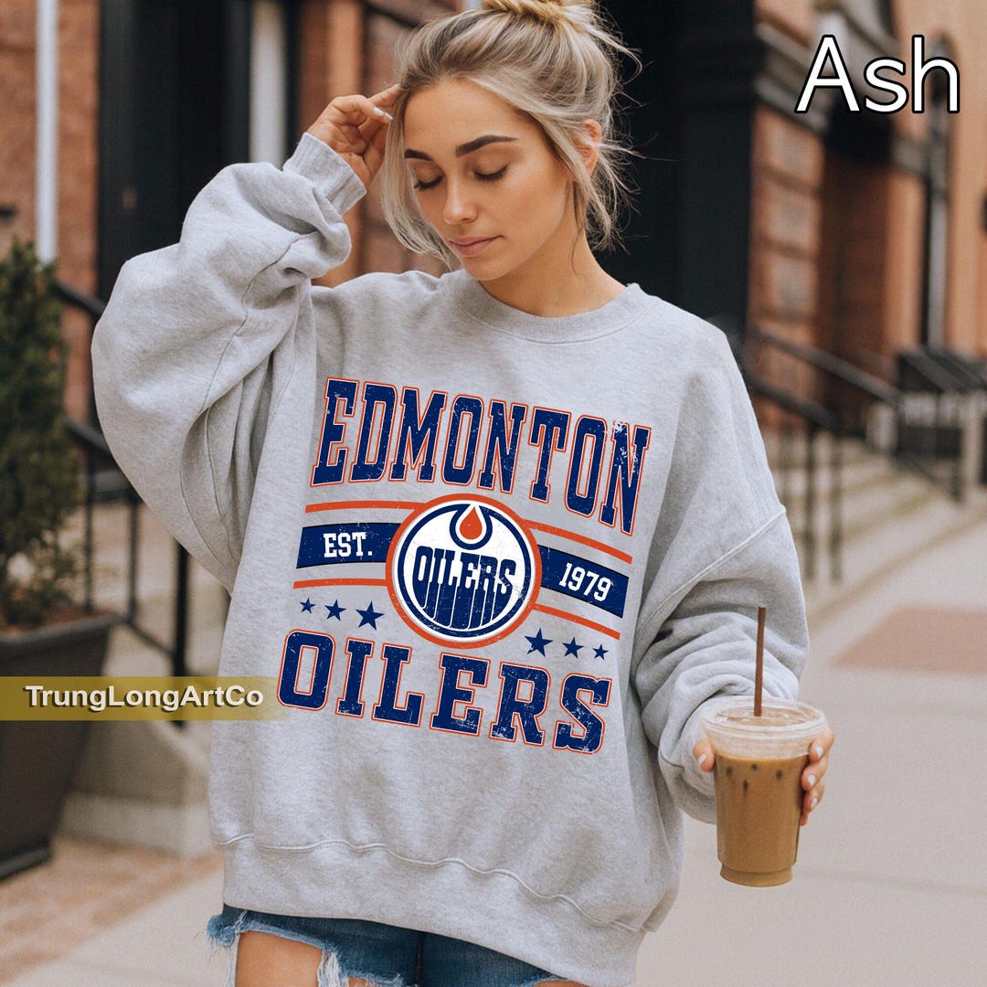 Edmonton Oilers Crewneck, Vintage Edmonton Hockey Youth Sweatshirt ...
