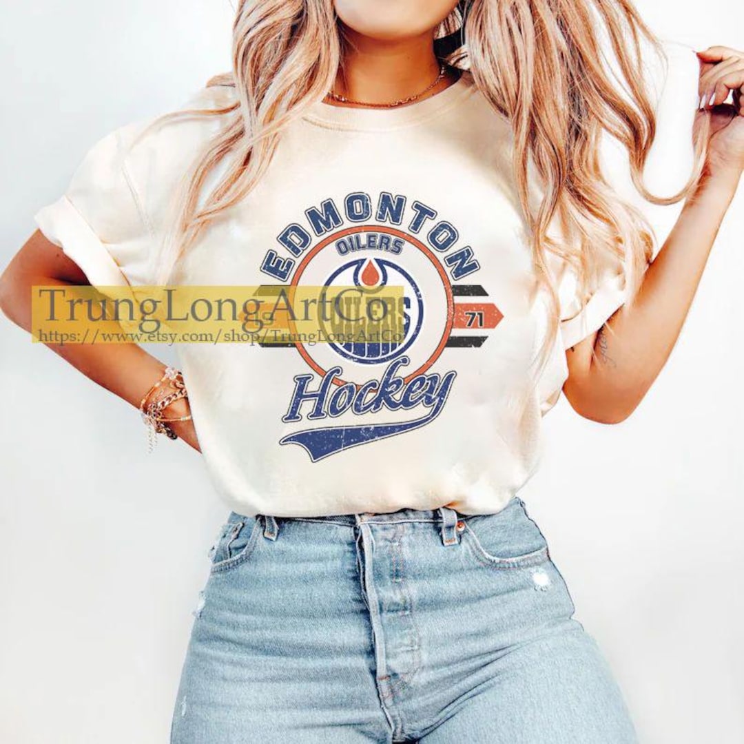 Vintage Edmonton Oilers Ice Hockey Crewneck Sweatshirt, Custom Hockey ...