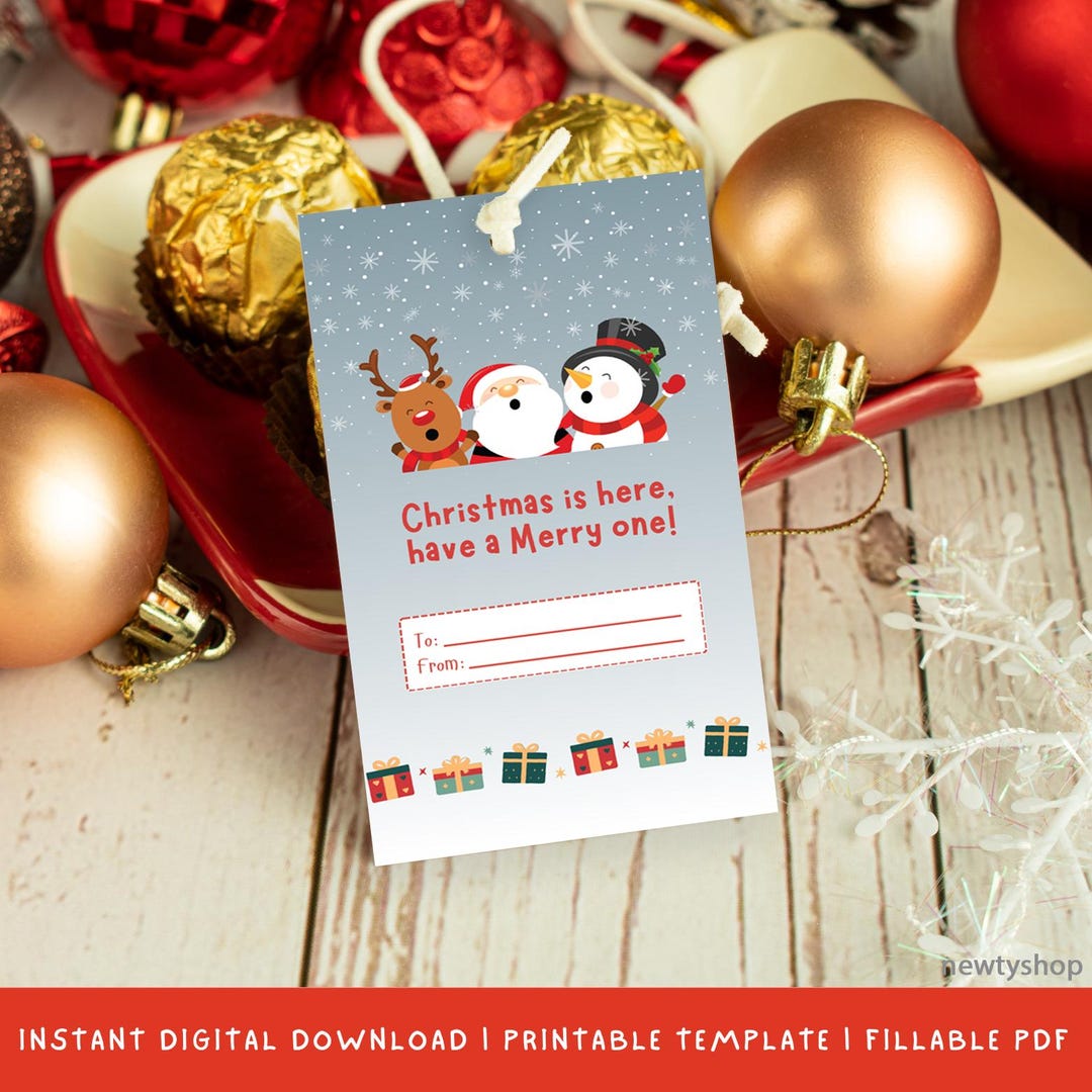 Christmas Gift Tag Fillable PDF Unique Holiday Card Design Instant ...