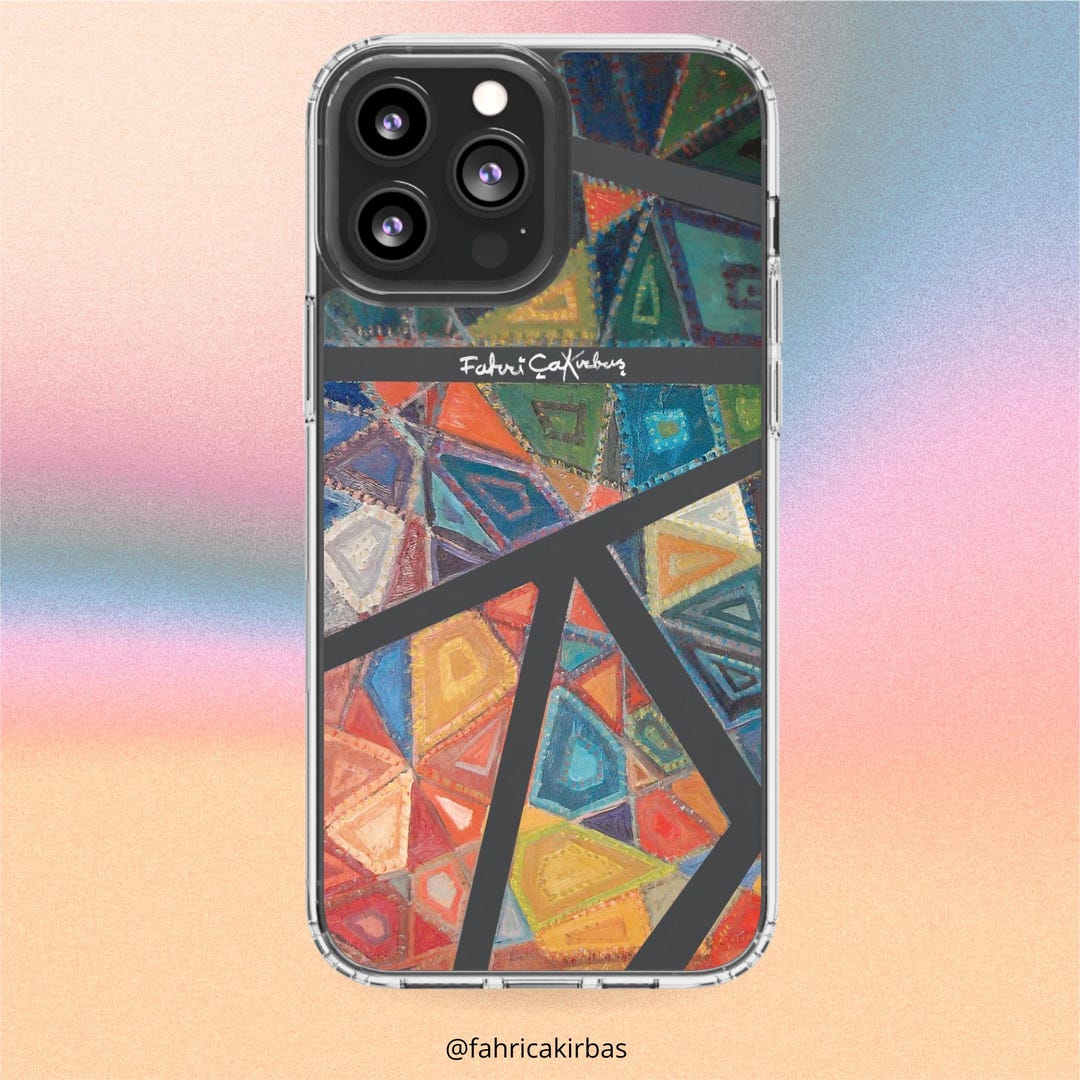 Geometric Mosaic Phone Case, Artwork by Fahri Çakırbaş, Colorful Retro ...