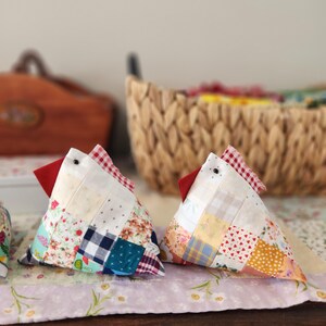 Handmade Patchwork Chicken Pincushion: Cotton Fabric Scrap Sewing ...
