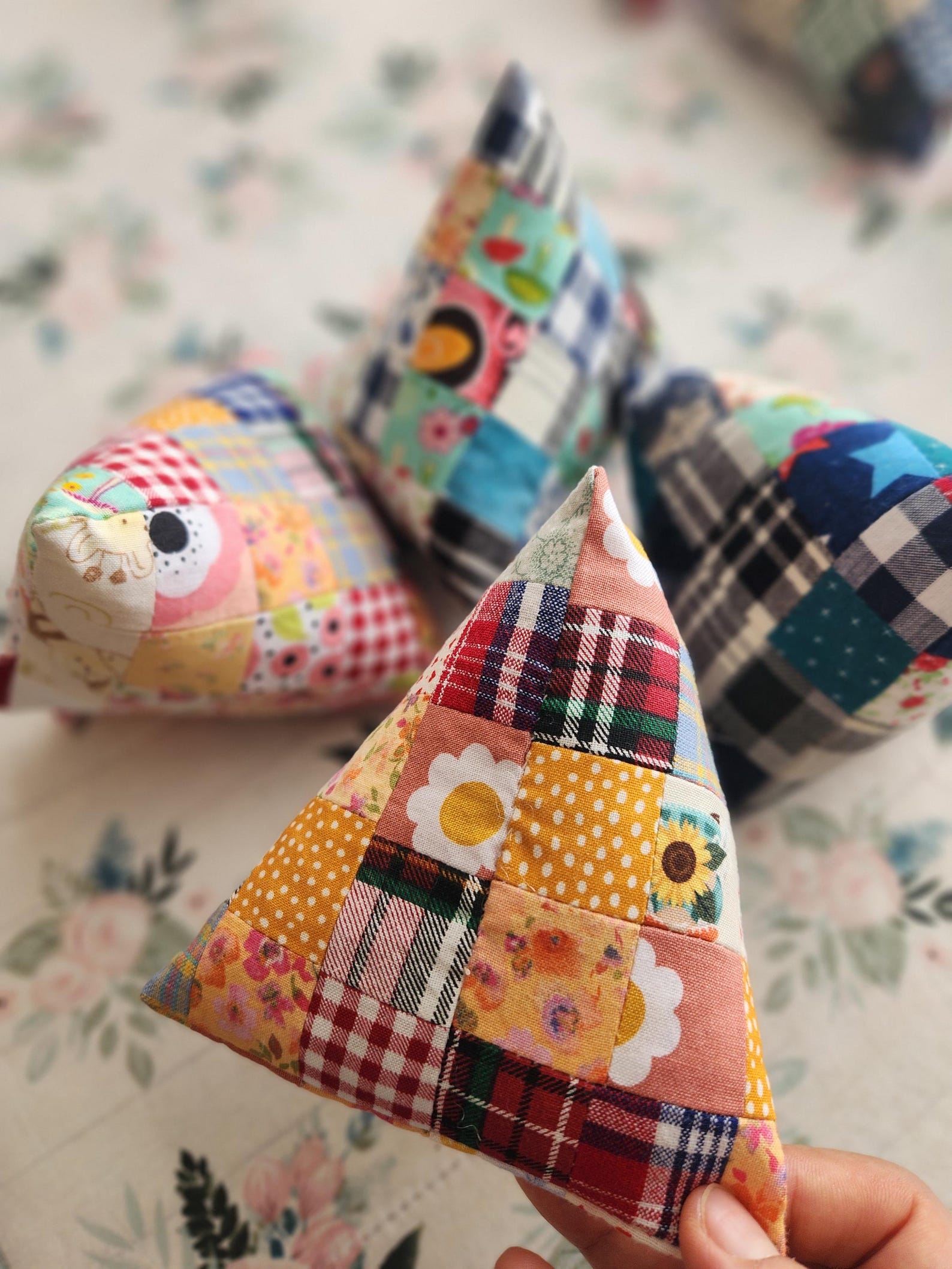 Handmade Patchwork Chicken Pincushion: Cotton Fabric Scrap Sewing ...