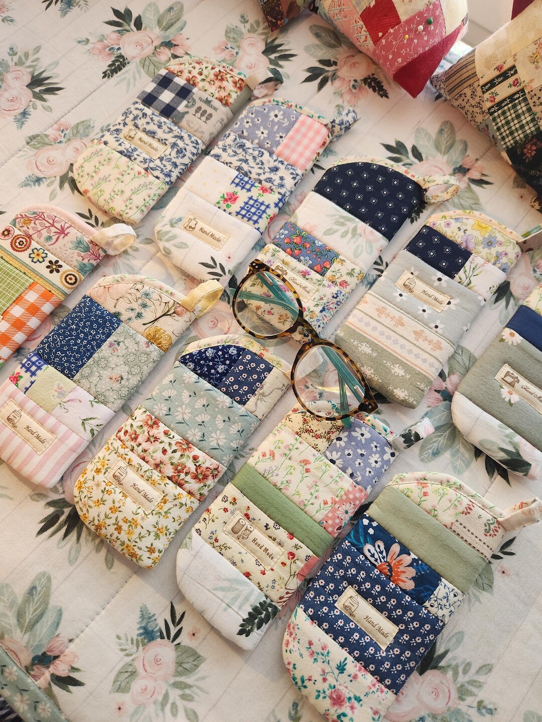 Unique Handmade Patchwork Glasses Case | Upcycled Fabric | Sturdy Foam ...