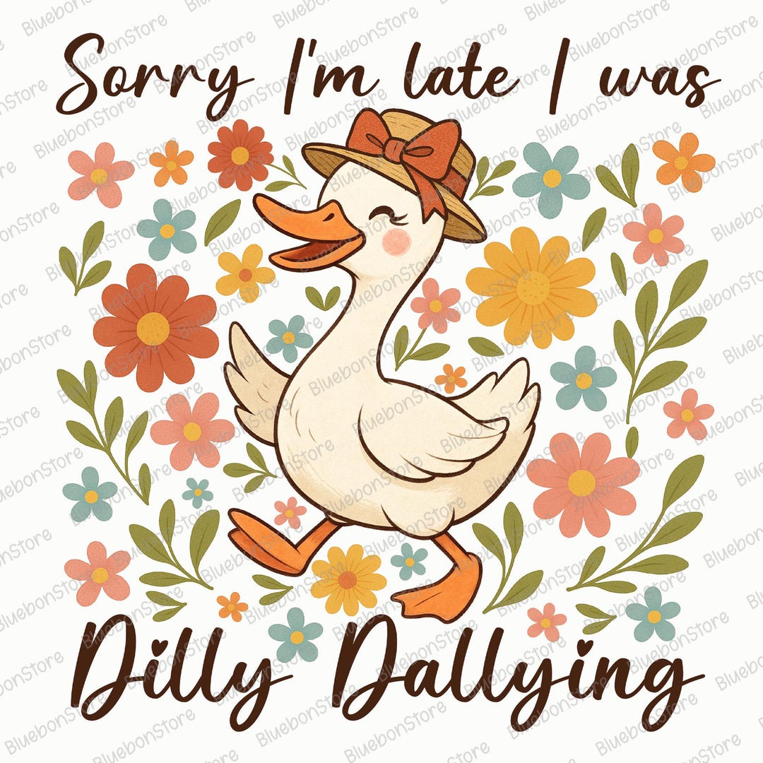 Sorry I'm Late I Was Dilly Dallying Png, Retro Groovy Goose Png, Goose ...