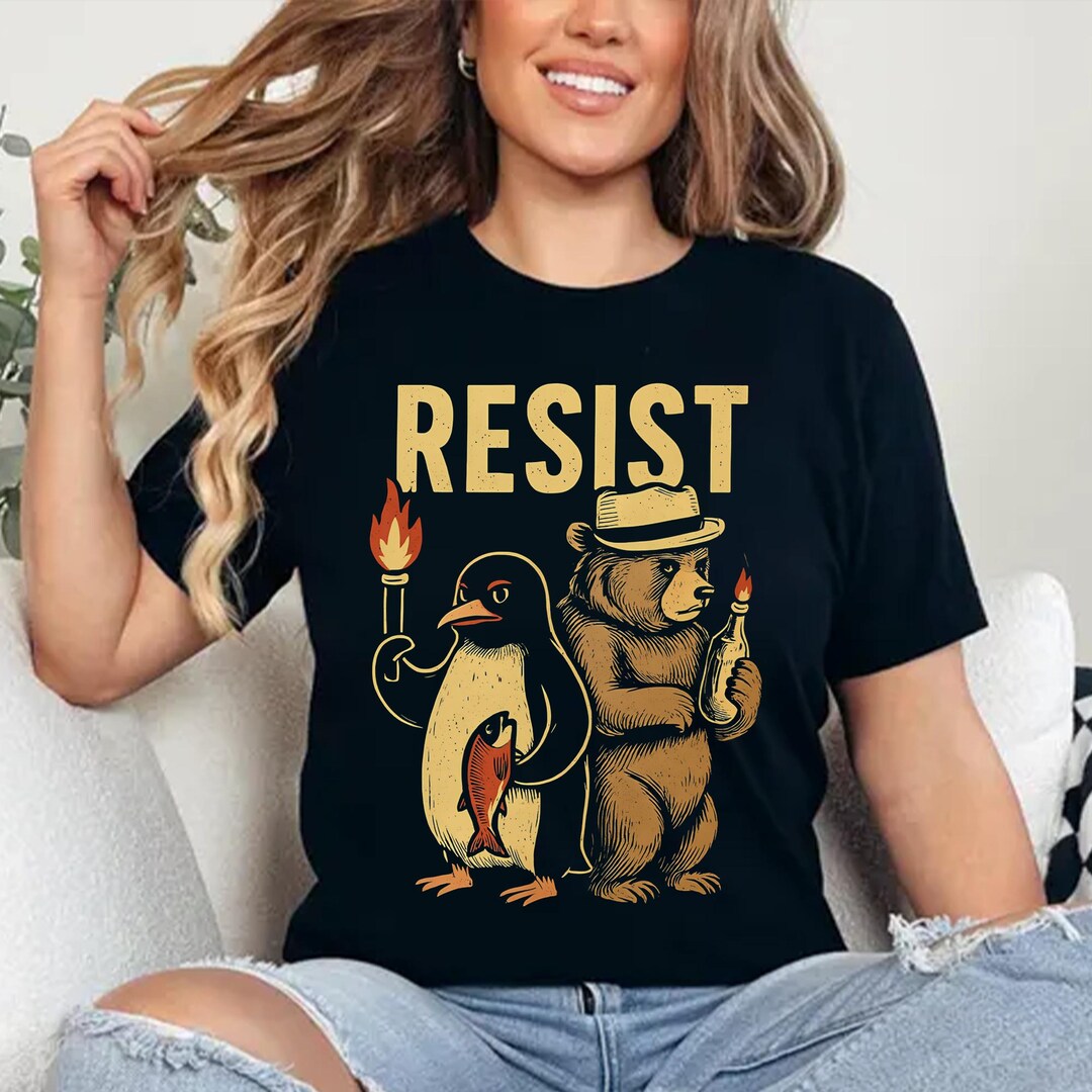 Vintage Protest Animals PNG, Resist Penguin and Bear Png, Political ...