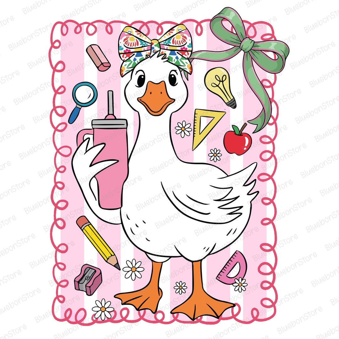 Back to School Goose Png, Coquette Silly Goose Teacher Png, Funny Goose ...
