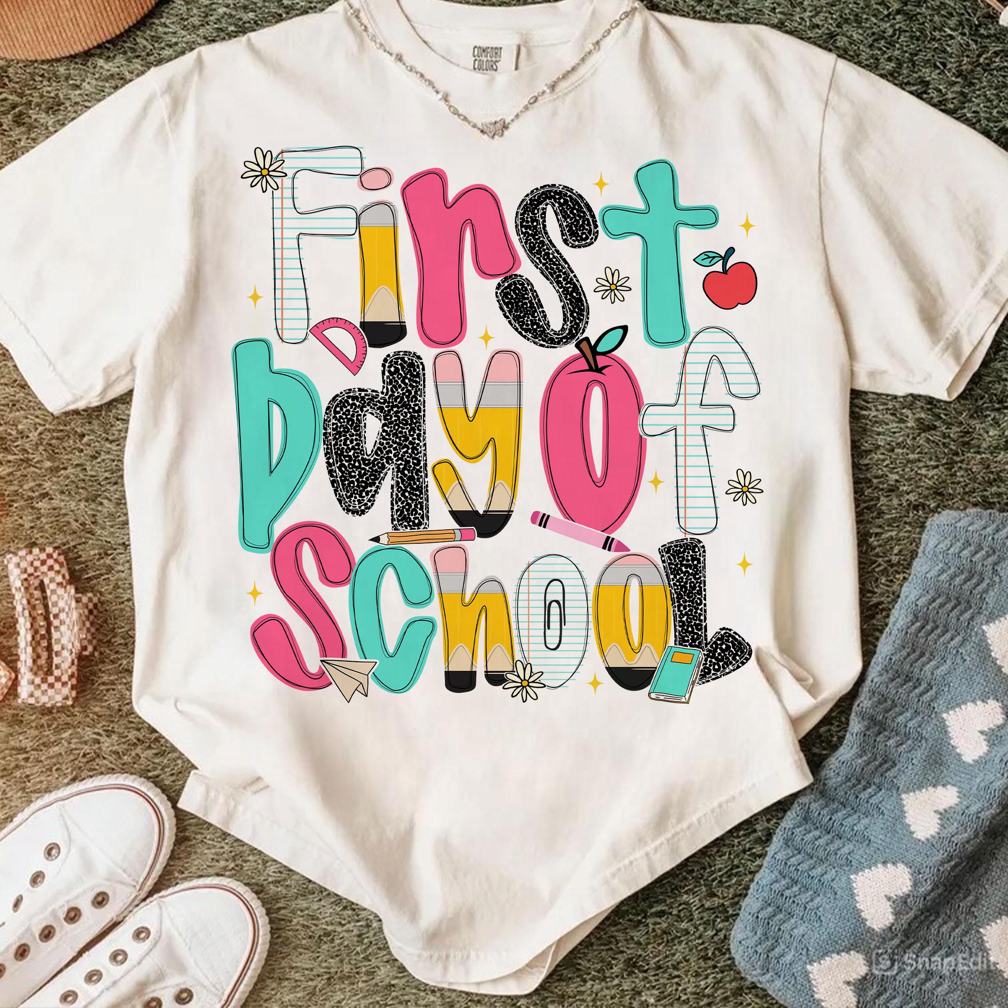 First Day of School Png, Back to School Sublimation Design, Colorful ...
