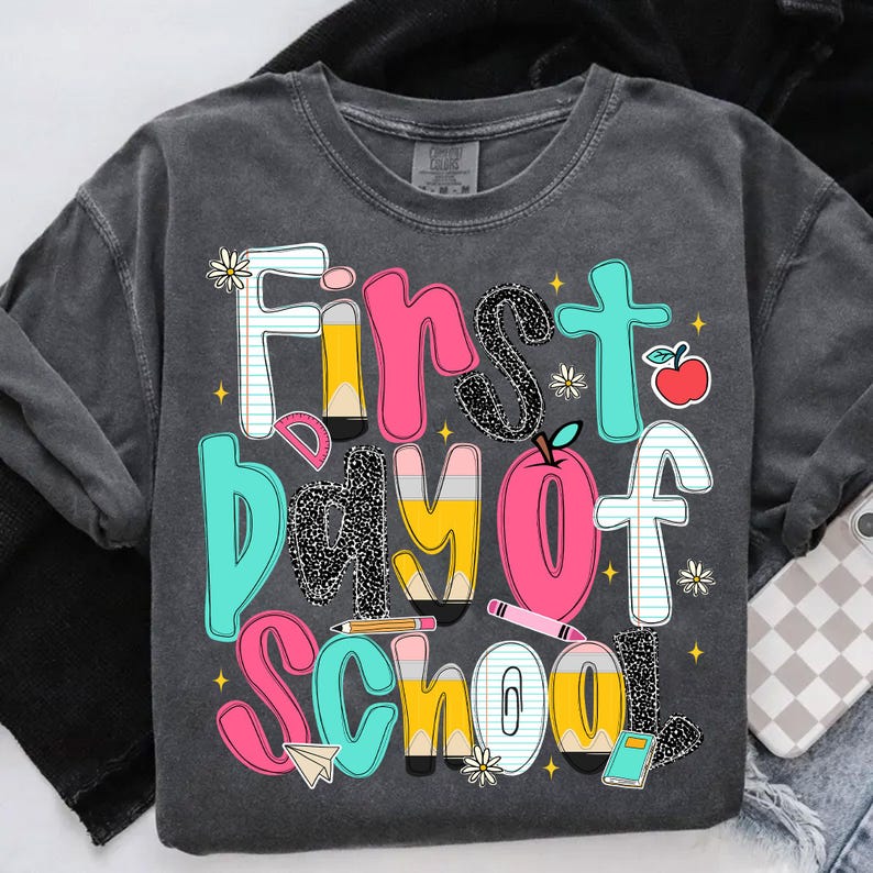First Day of School Png, Back to School Sublimation Design, Colorful ...