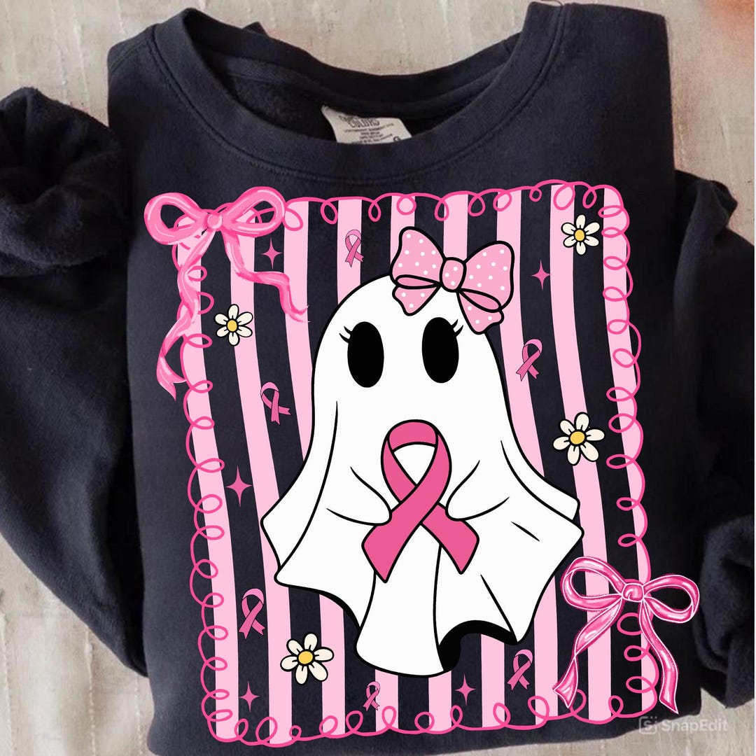 Breast Cancer Ghost Png, Pink Ribbon Ghost Sublimation, Coquette ...