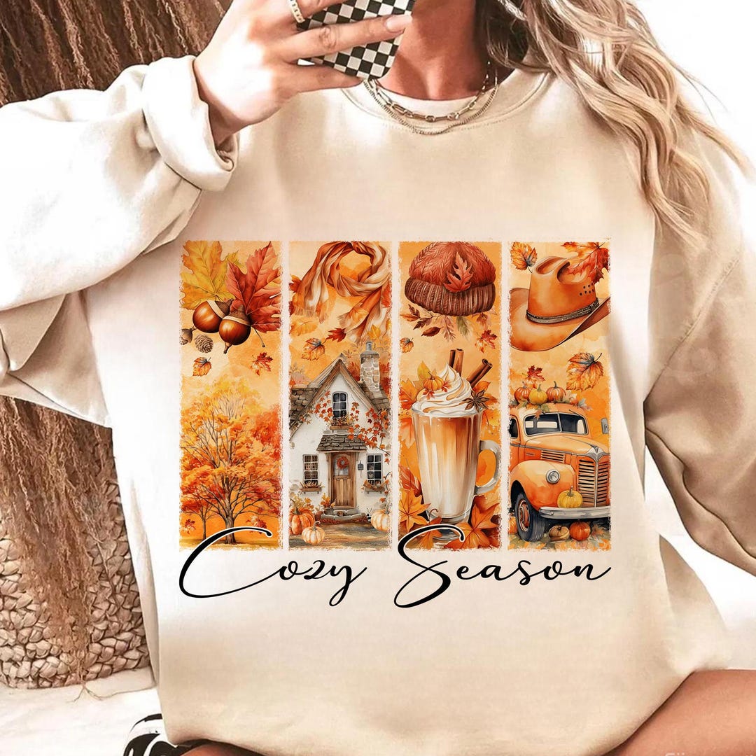 Autumn Aesthetic PNG, Cozy Cottage Fall Clipart, Pumpkin Coffee Vintage ...