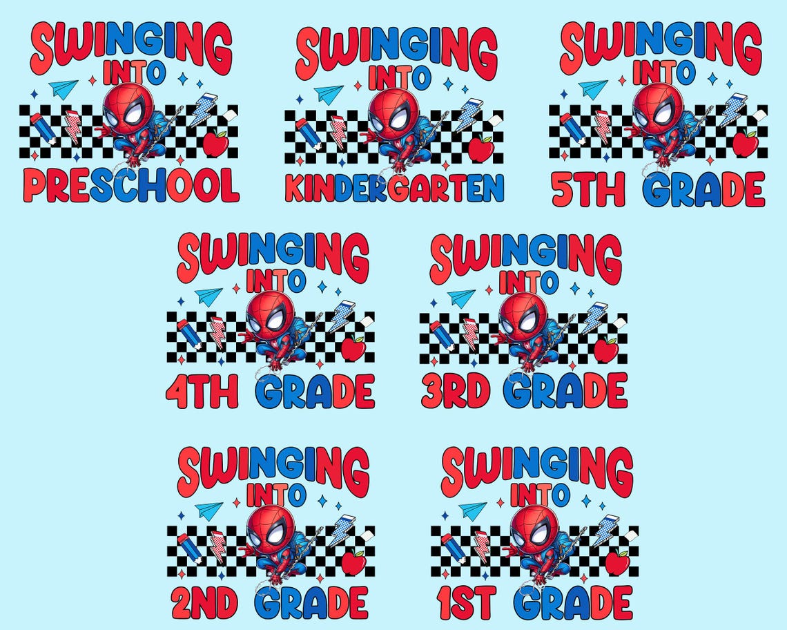Superhero Back to School Png Bundle, Swinging Into Grade PNG, 1st 2nd ...