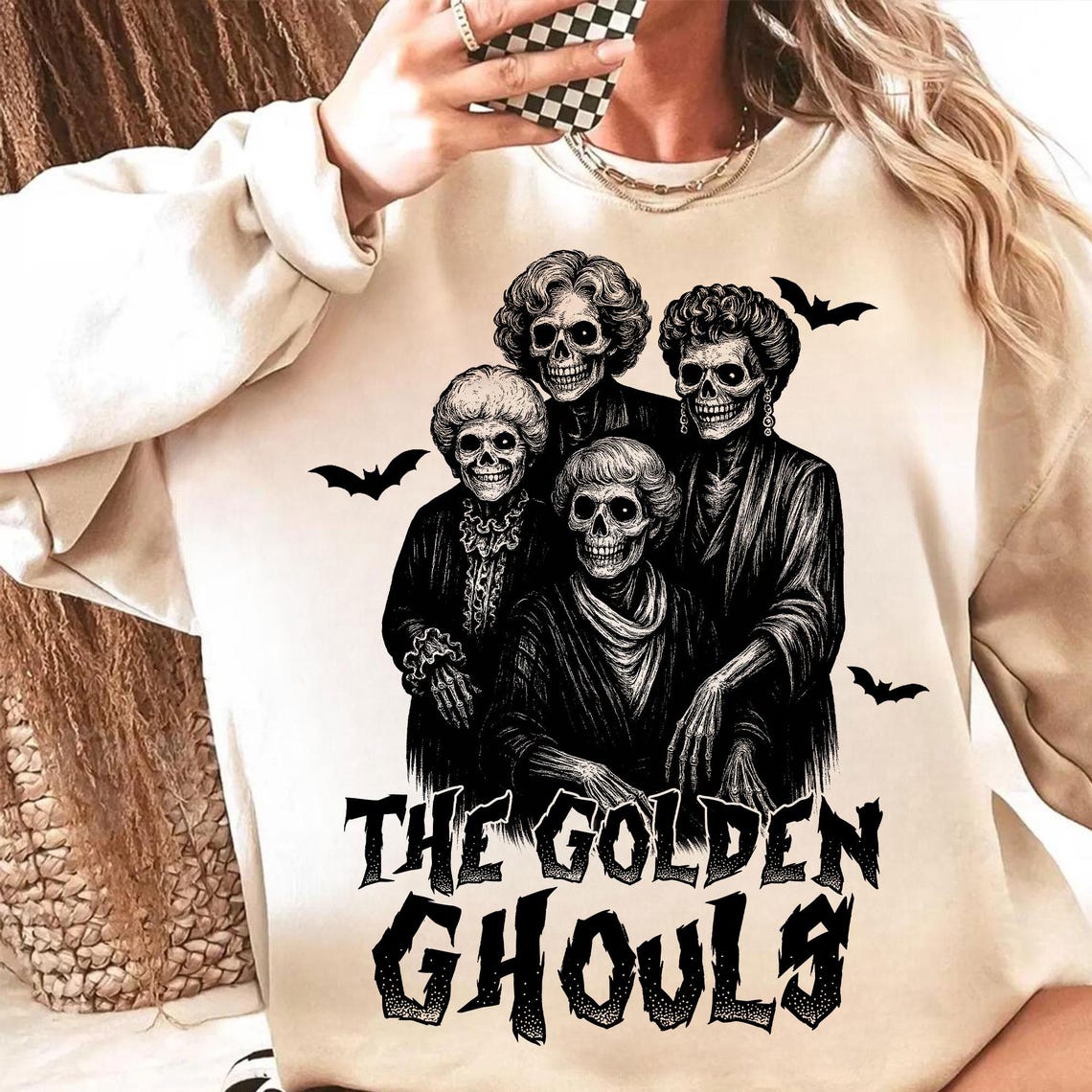 Golden Ghouls Png, Vintage Skeleton Ladies Halloween Png, Retro Gothic ...