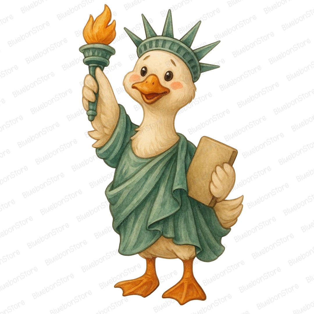 Liberty Goose PNG, Cute Duck in Statue of Liberty Costume, July 4th ...