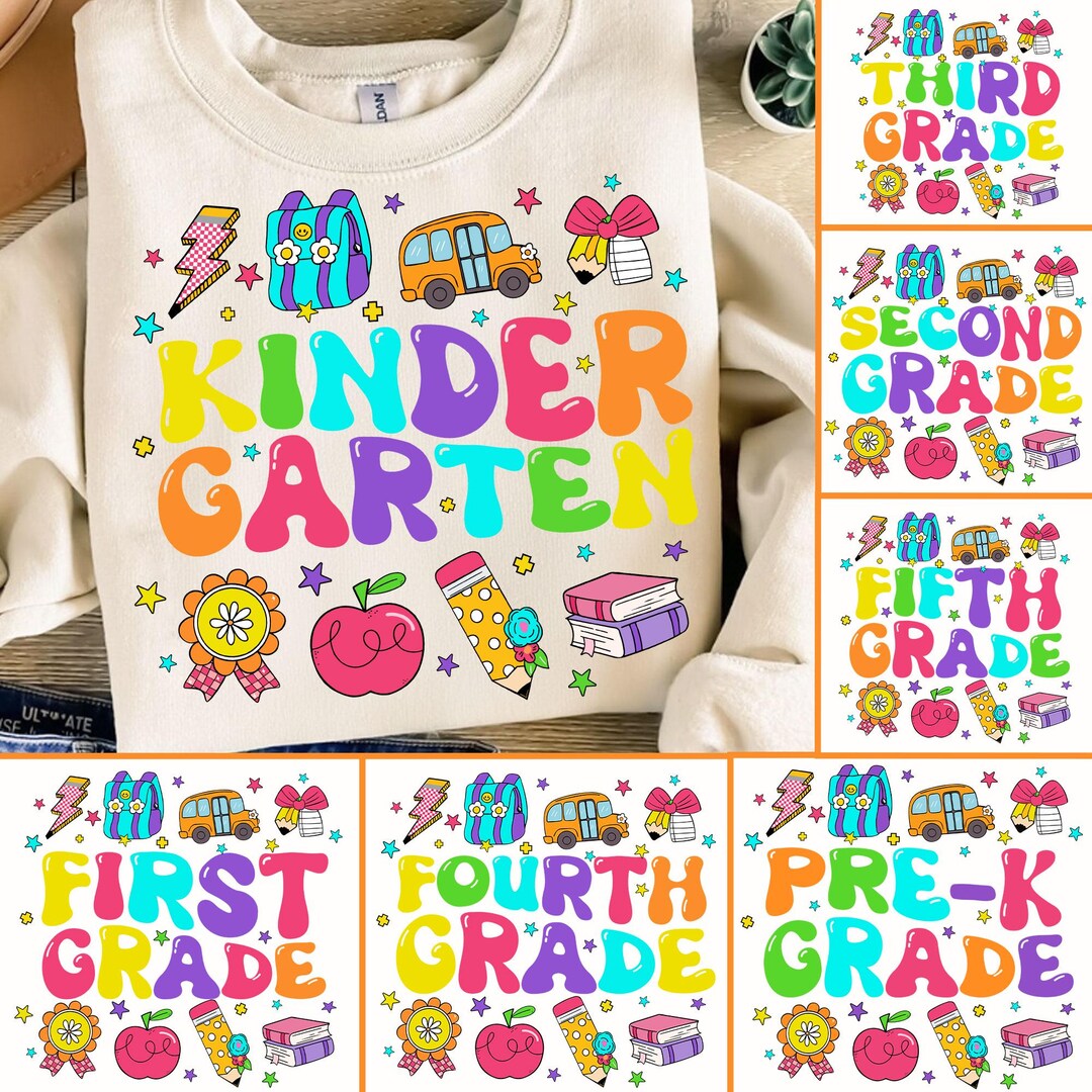 Back to School Grade Level Svg Bundle, Kindergarten First Second Third ...
