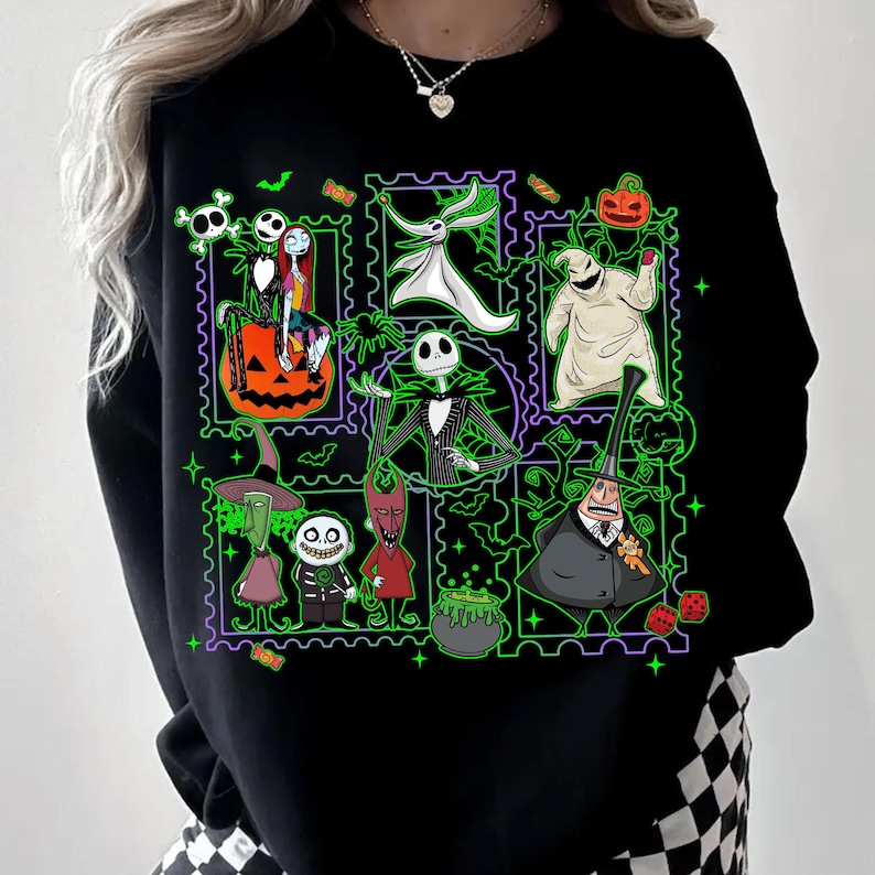 Nightmare Before Christmas Png, Neon Spooky Patchwork Png, Halloween Horror Friends Png, Trick ...