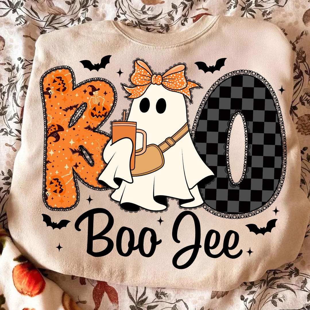Preppy Boo Jee Ghost Png, Cute Halloween Girl Ghost Sublimation File ...
