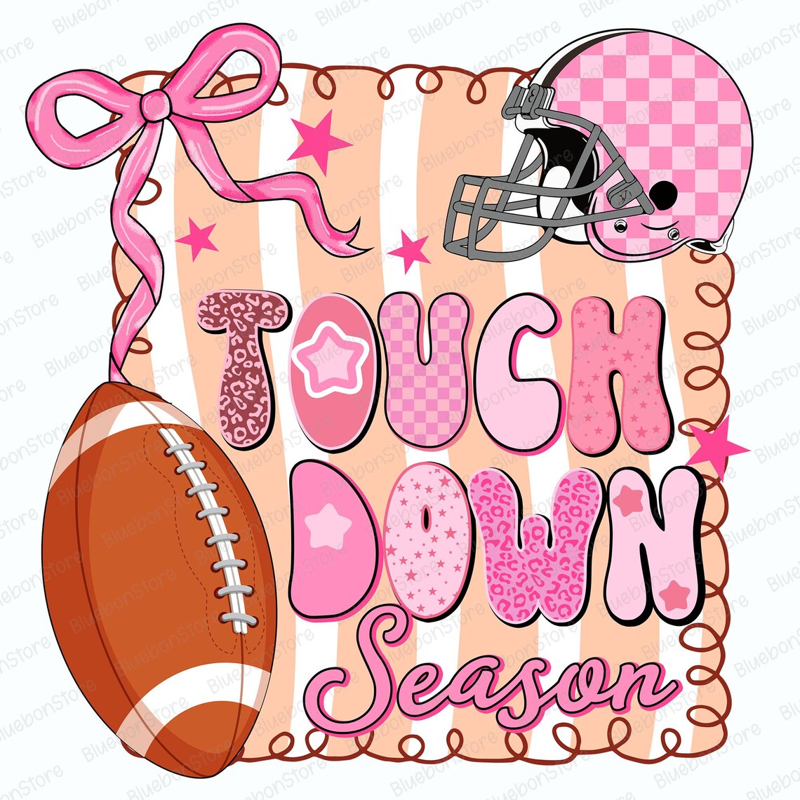 Touchdown Season Png, Pink Football Sublimation Design, Girly Game Day ...