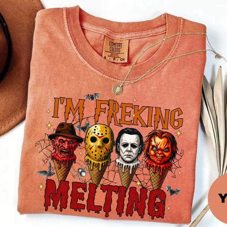 Funny Halloween Ice Cream Png, I'm Freaking Melting Scary Cone Png ...
