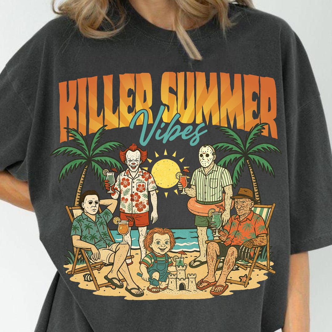 Horror Summer Vibes Png, Killer Beach Vacation Png, Scary Movie Icons ...