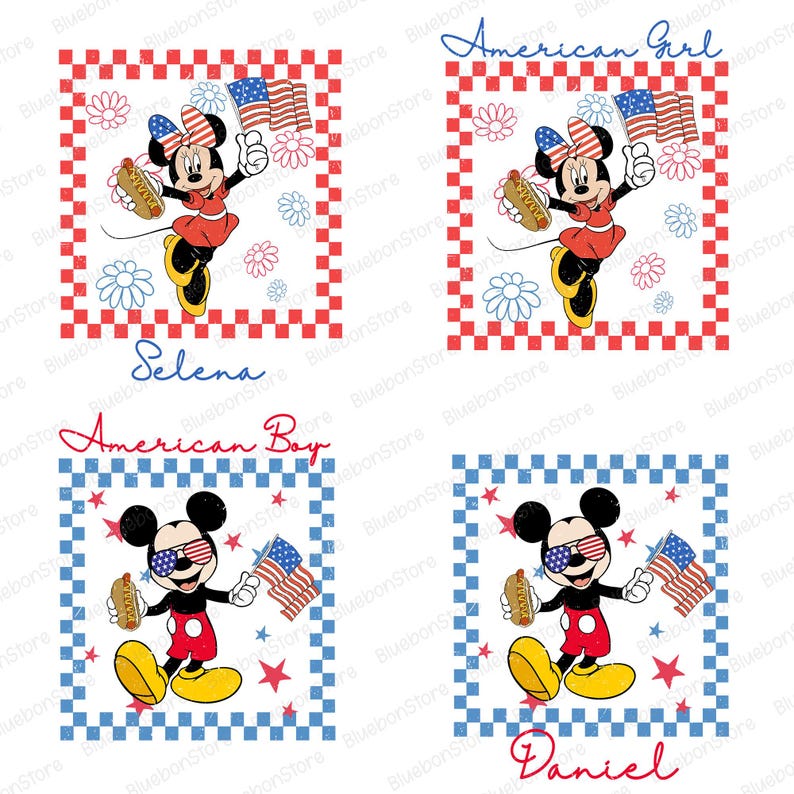 Personalized Patriotic Mouse PNG, 4th of July Boy Girl Clipart, Hotdog ...