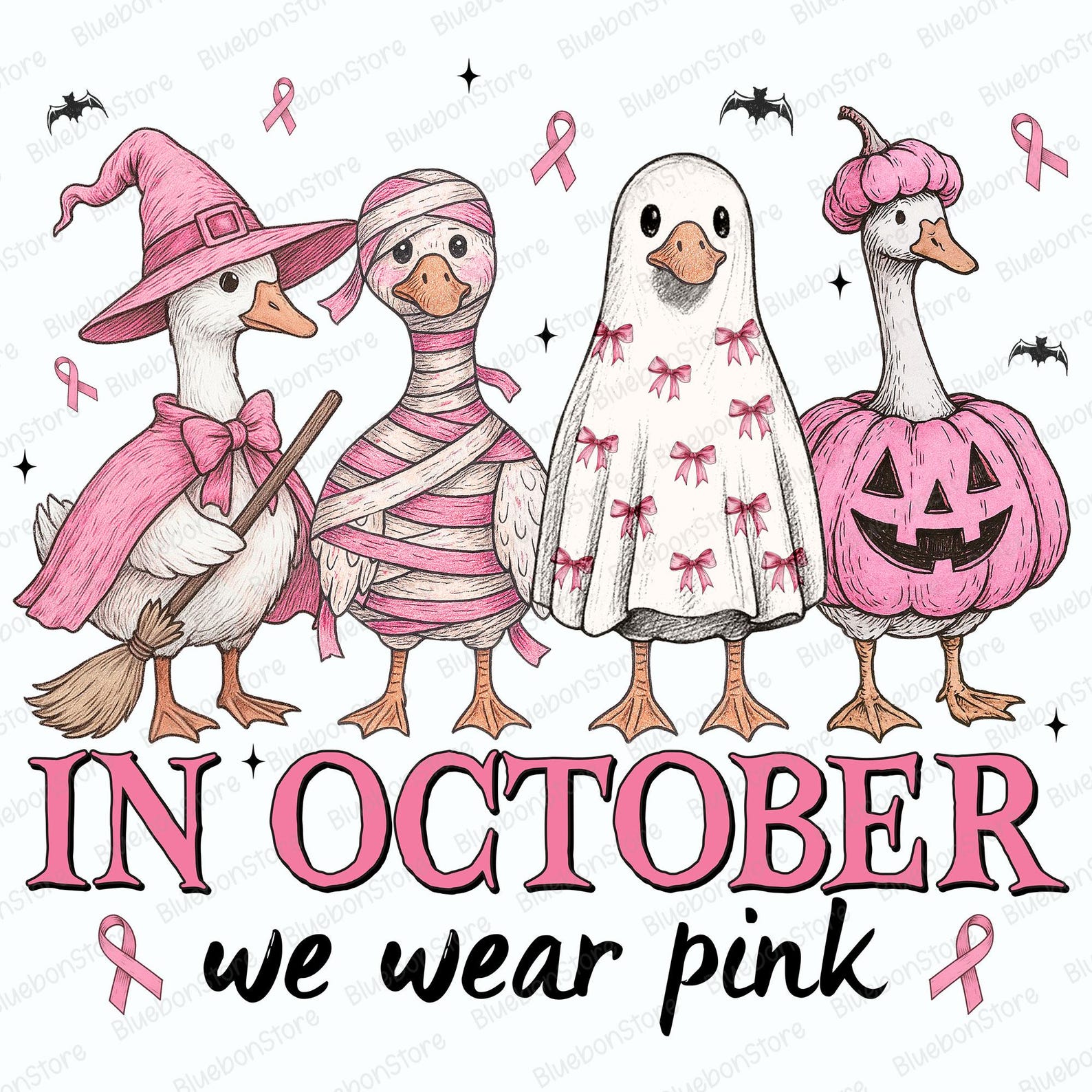 In October We Wear Pink Goose Png, Breast Cancer Awareness Png, Pink ...