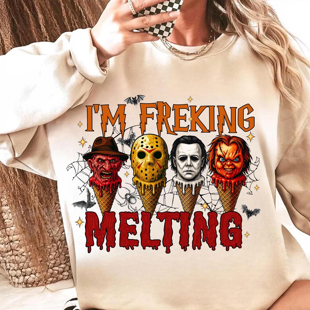 Funny Halloween Ice Cream Png, I'm Freaking Melting Scary Cone Png ...