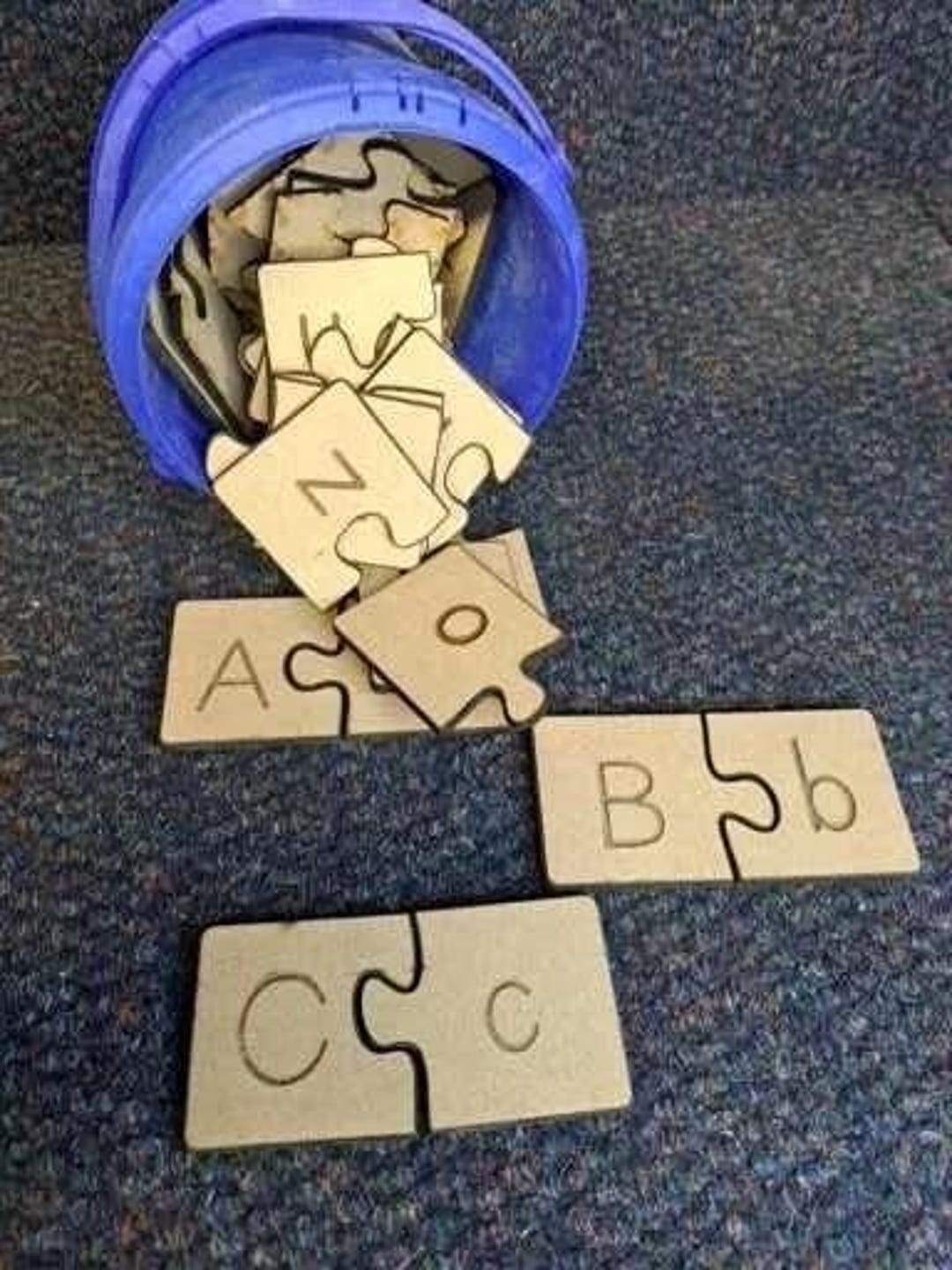 Bucket 'O' Wooden Alphabet Matching Puzzle, EYFS, Learning, Play - Etsy