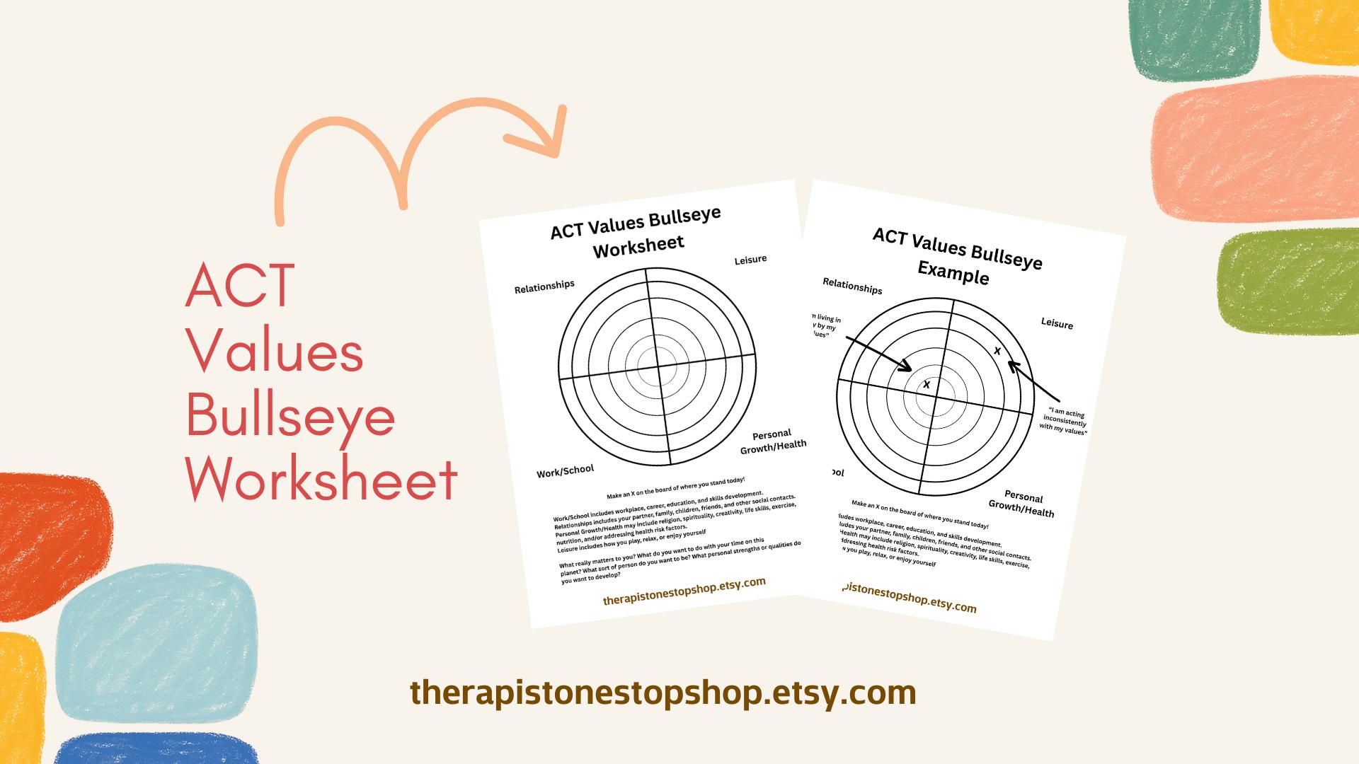 ACT Values Bullseye Worksheet PDF - Etsy