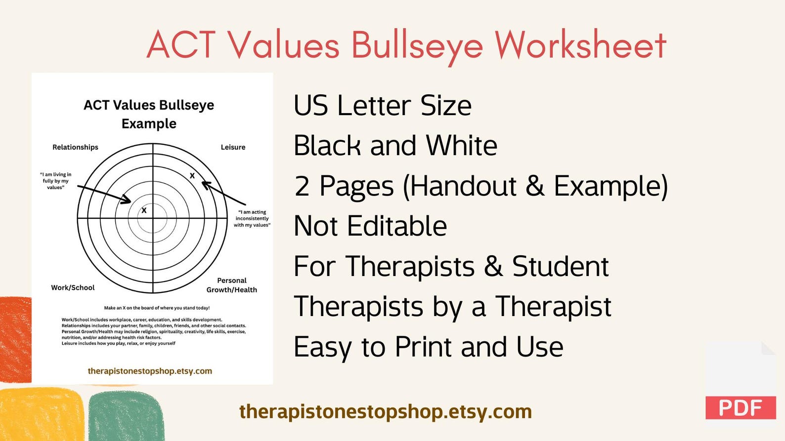 ACT Values Bullseye Worksheet PDF - Etsy