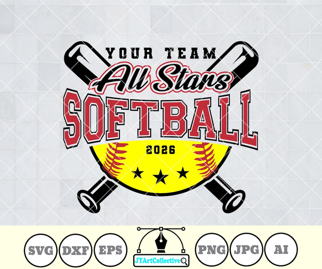 Softball All Stars Team SVG Template | DIY Shirt Design (png, Eps, Dxf ...