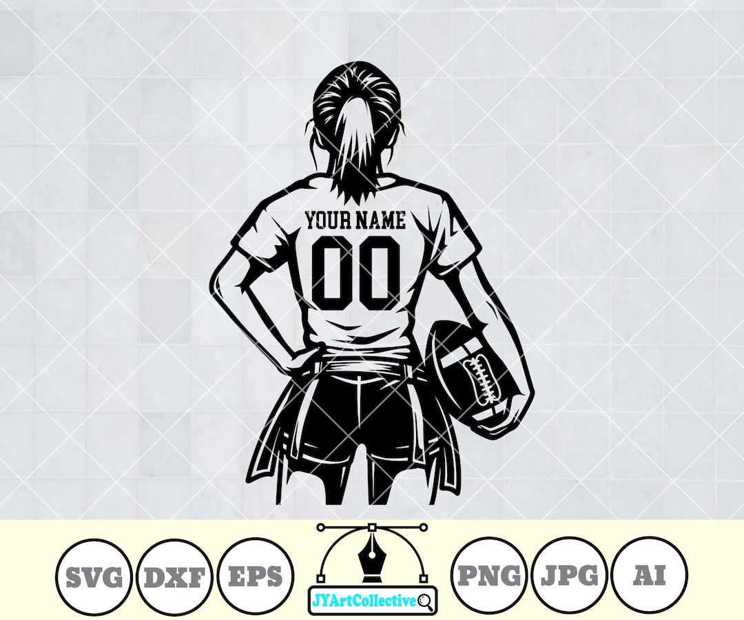 Flag Football Svg | Personalized Name | Flag Football Girl Svg ...