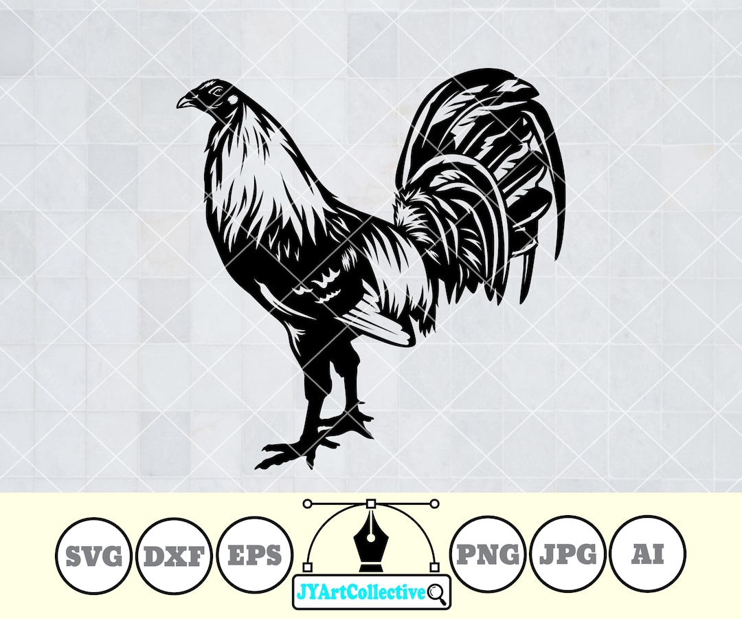 Fighting Rooster Svg | Chicken Clipart (png, Dxf, Eps, Jpeg) - Etsy