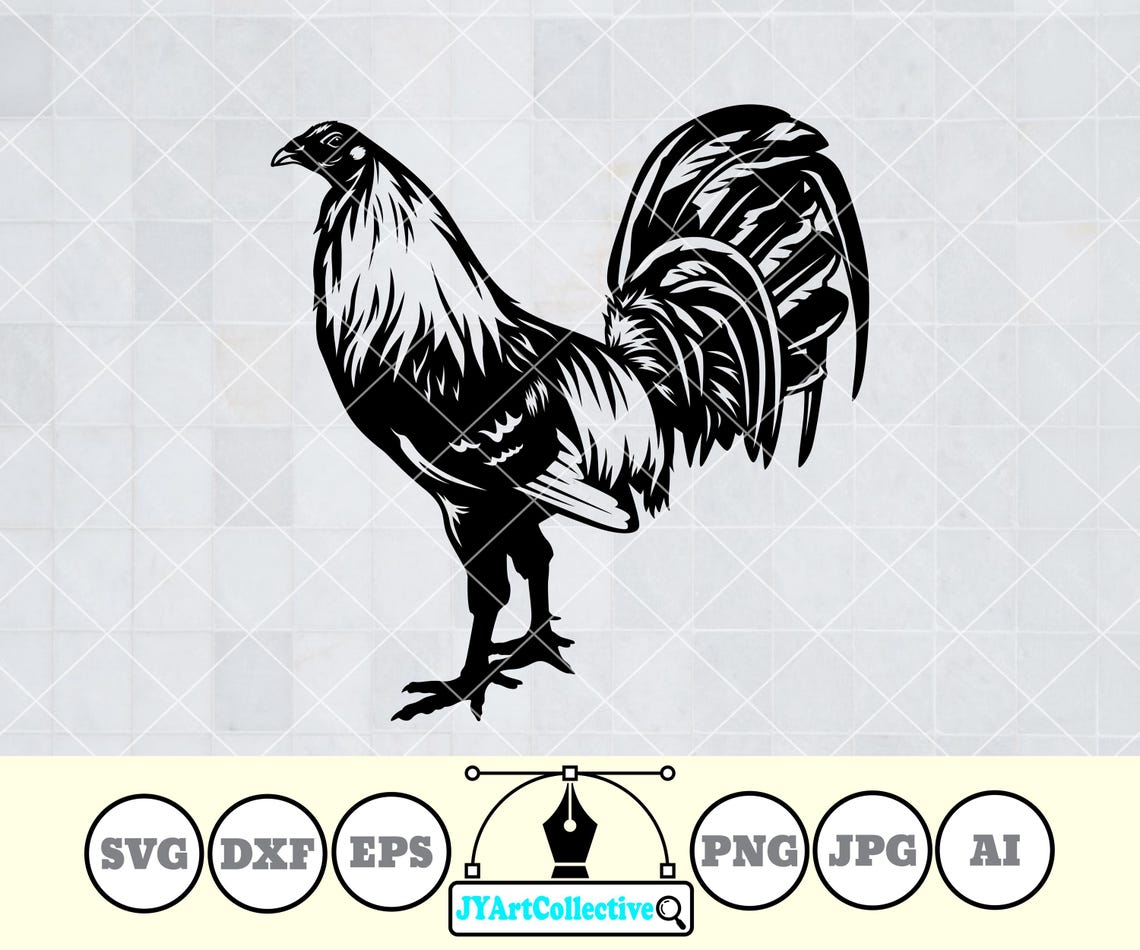 Gallo de pelea SVG / Clipart de pollo (PNG, DXF, EPS, JPEG) - Etsy México