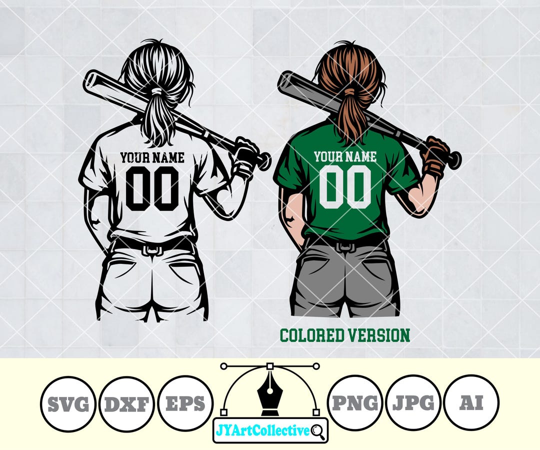 Softball Player SVG | Customizable Jersey, Team Clipart (PNG, DXF) - Etsy