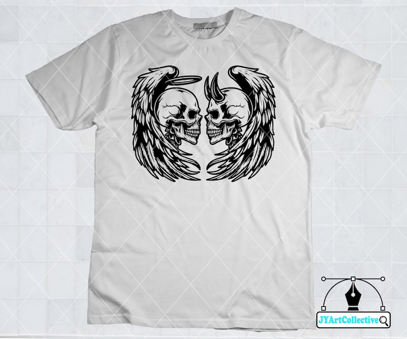 Angel & Devil Skull Svg Saint and Demon Svg Good and Bad Clipart Angel ...