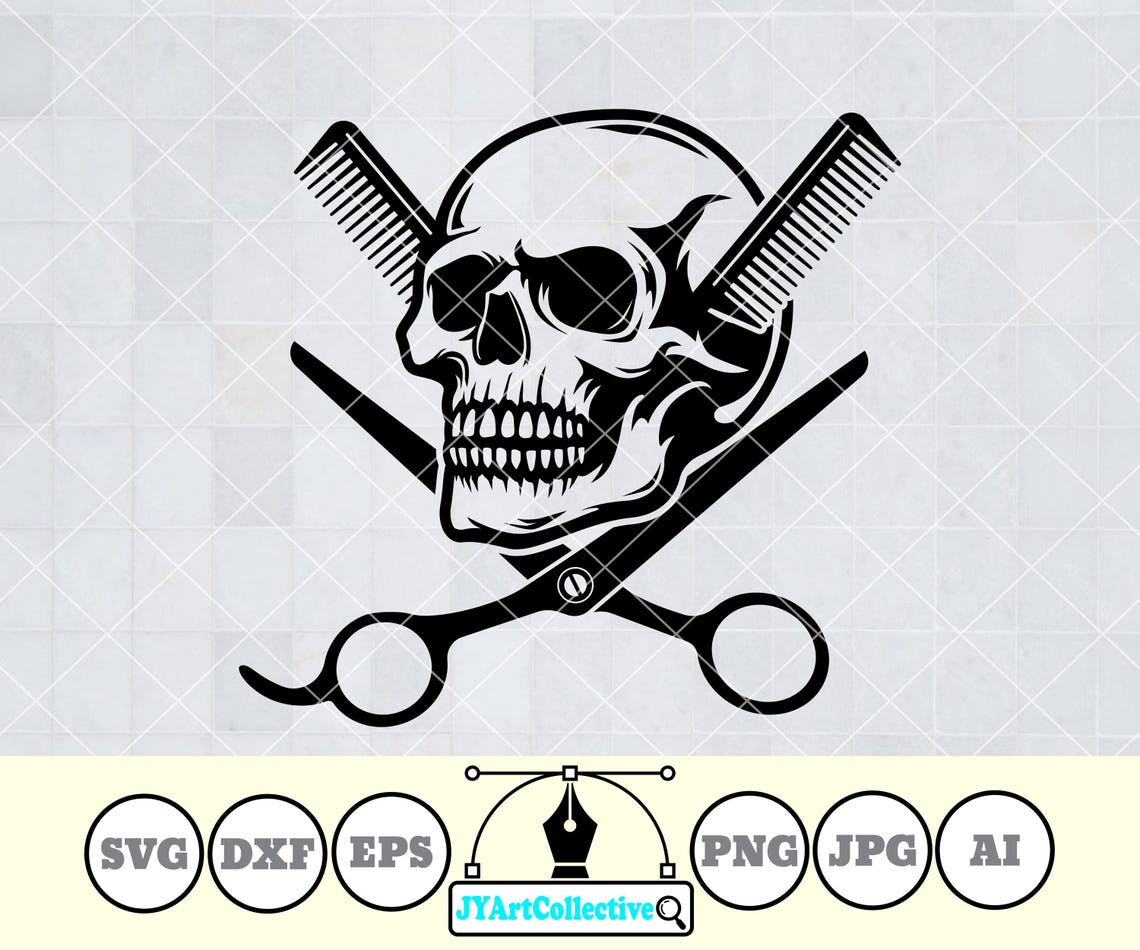 Barber Skull Svg | Barber Svg | Barber Cut Svg | Hairstylist Svg ...