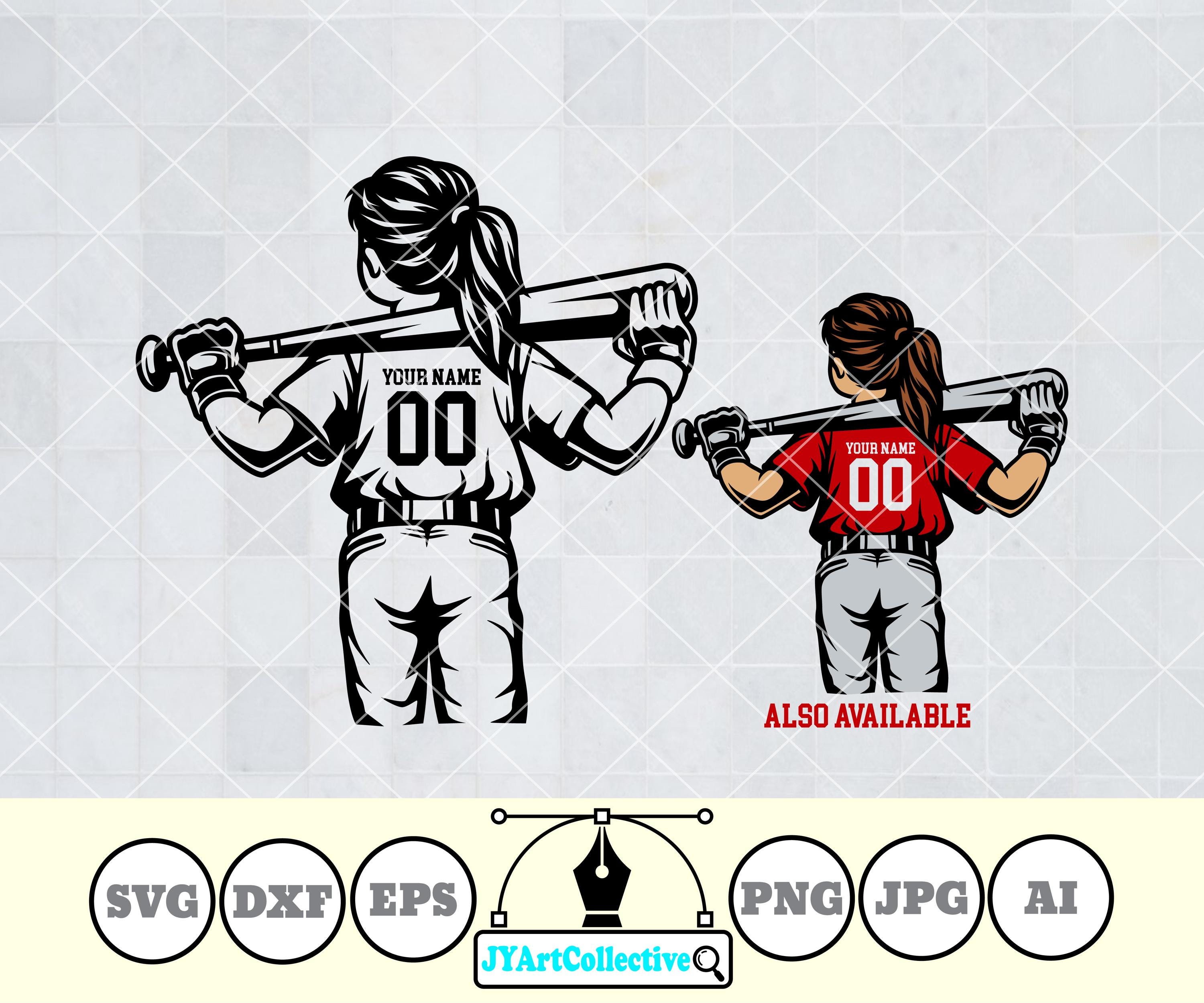 Personalized Softball Player SVG | Clipart for Team Shirts (png, Dxf ...