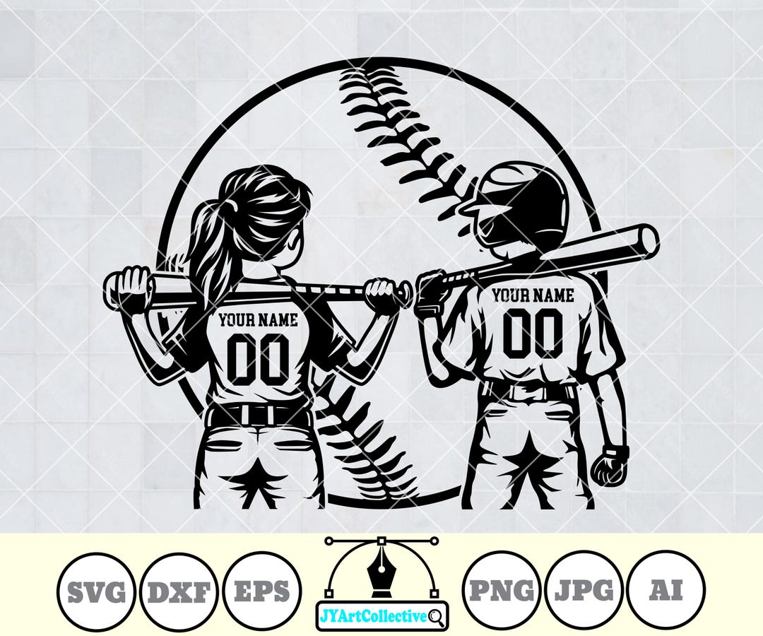 Personalized Baseball Softball Player SVG: Kid Name Stencil (digital ...