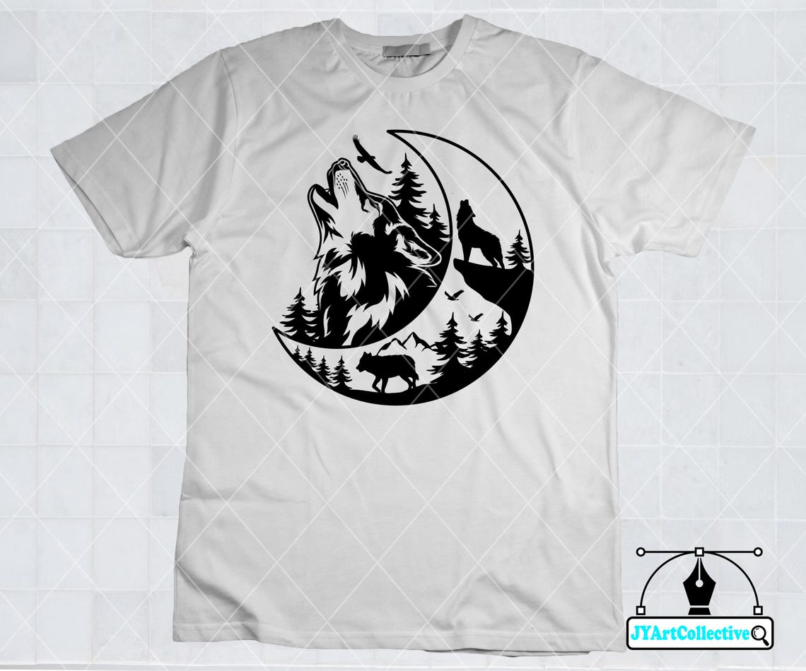 Wolf Scene Svg | Wolf Svg | Wolf Pack Svg | Howling Wolf Svg | Howling ...