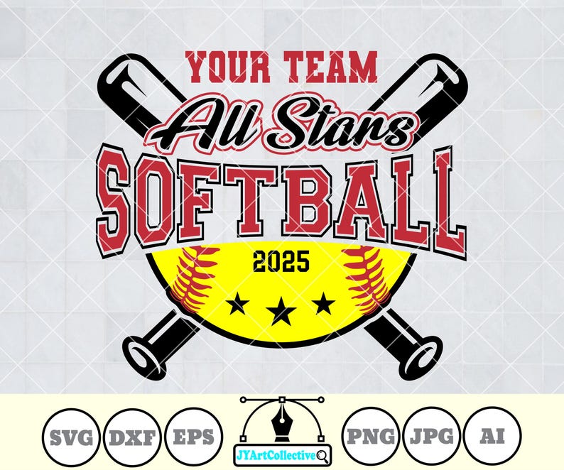 Softball Allstars Svg | Softball Template | All Stars Svg | Softball ...