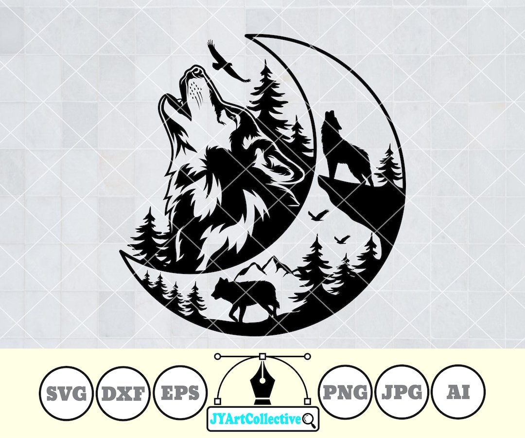 Wolf Scene Svg Wolf Svg Wolf Pack Svg Howling Wolf Svg Howling Svg ...