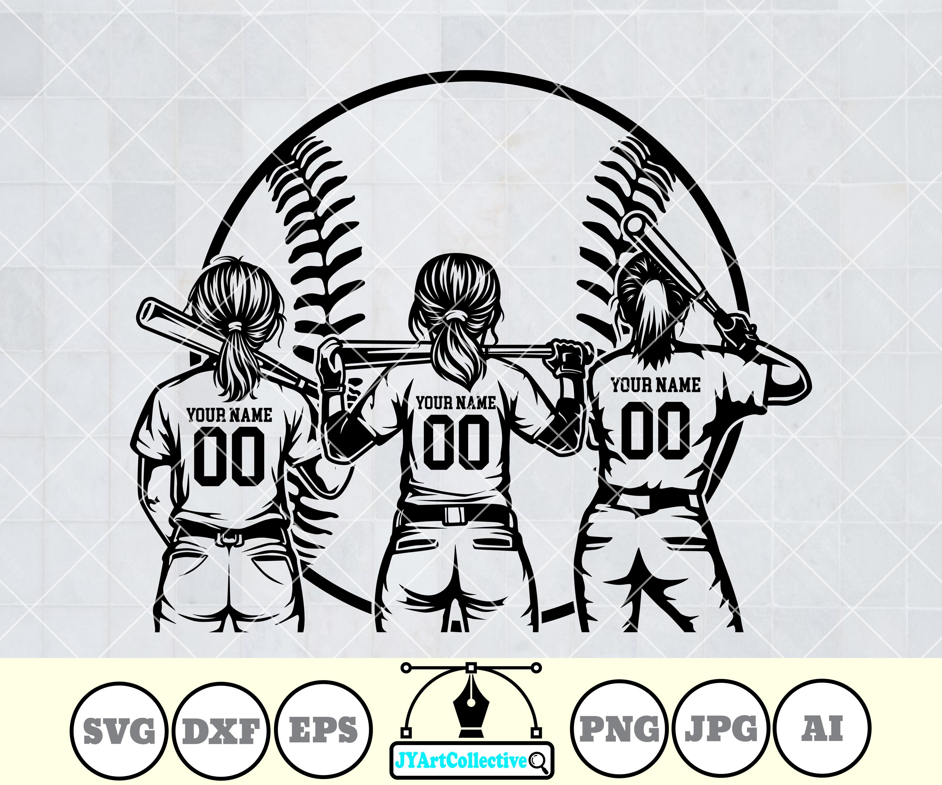 3 Softball Player Svg | Softball Mom Svg | Softball Svg | Softball Girl Svg | Softball Name ...