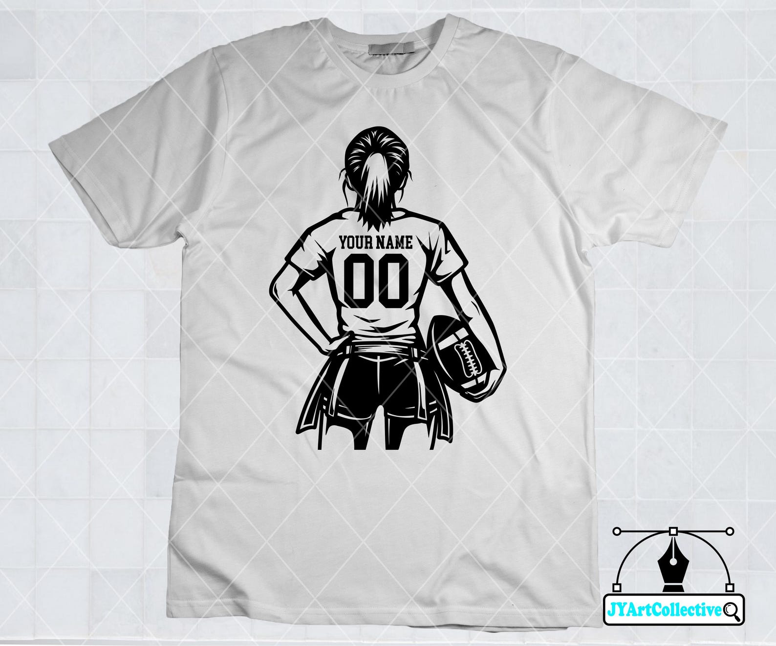 Flag Football Svg | Personalized Name | Flag Football Girl Svg ...